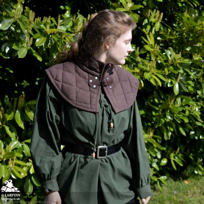 Arthur Padded Collar - Brown - LARP Gambeson Neck Armour