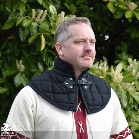 Arthur Padded Collar - Black - LARP Gambeson Neck Armour