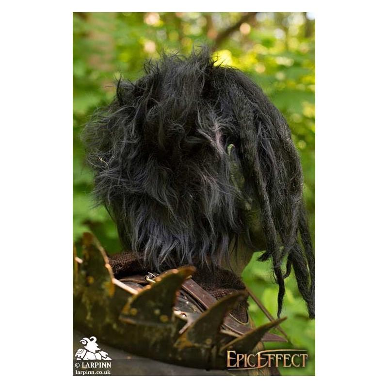 Orc Brute Mask with Hair - Green - Latex Face Mask - LARP Costume