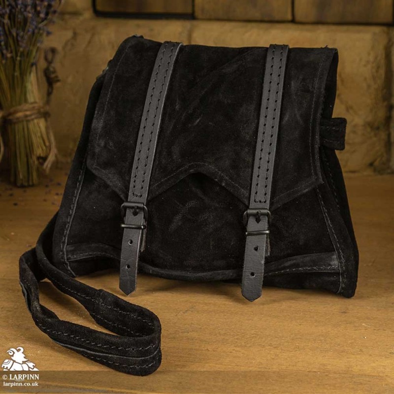 Duke Leather Shoulder Bag - Black - LARP Costume Accessories - Cosplay