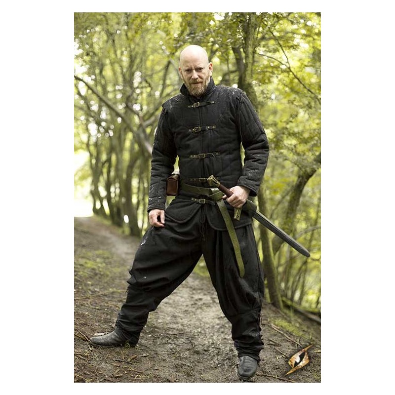 Medieval Warrior Gambeson - Black - Padded LARP Armour