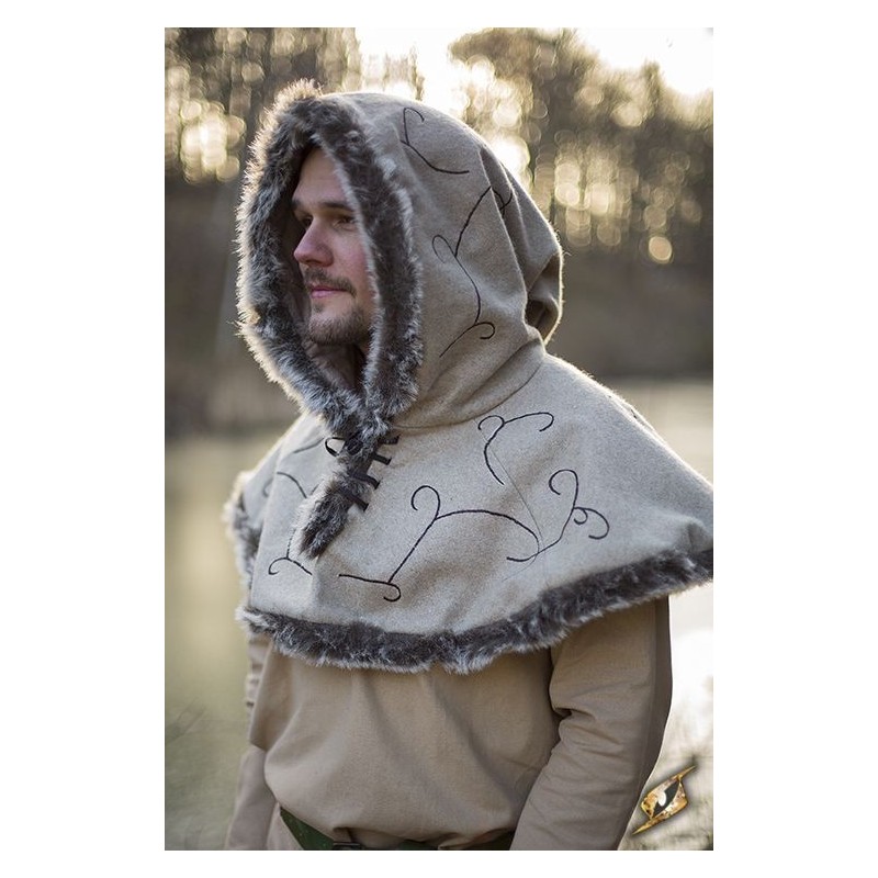 Hood - Fur - Beige - LARP, Theatre & Cosplay Costume - Mantle - Gugel