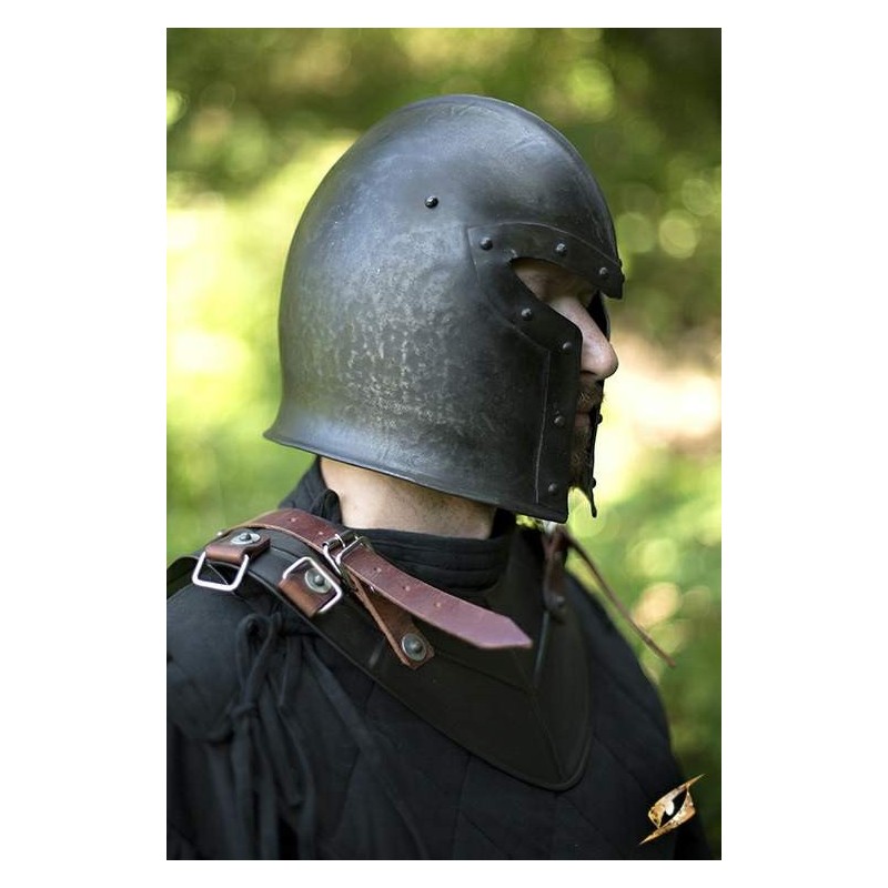 Barbuta Helmet - Dark - LARP Knight Plate Armour - Heavy Metal Costume